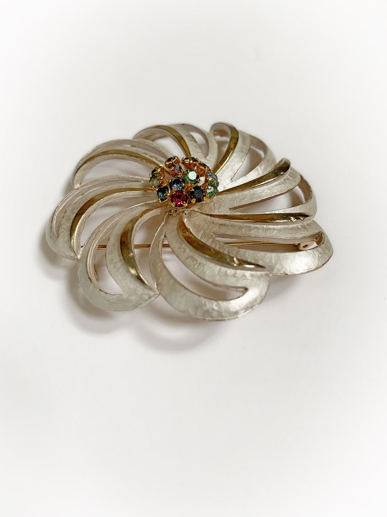 Vintage Silver and Gold Tone Metal Pinwheel Brooch With Multi - Etsy