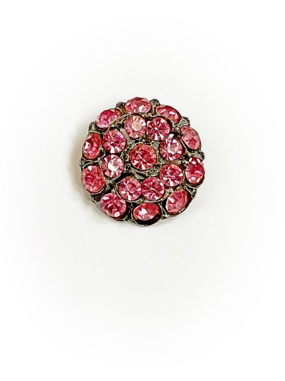 Vintage pink circle rhinestone - Gem