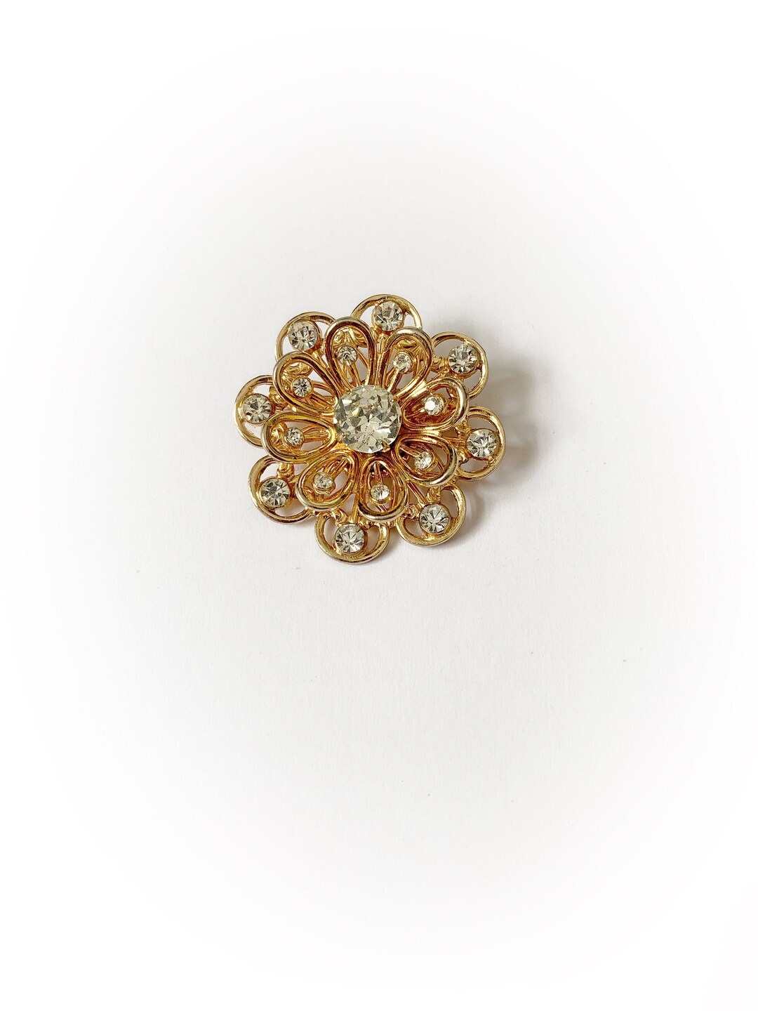 Vintage Coro Rhinestone Flower Brooch - Etsy