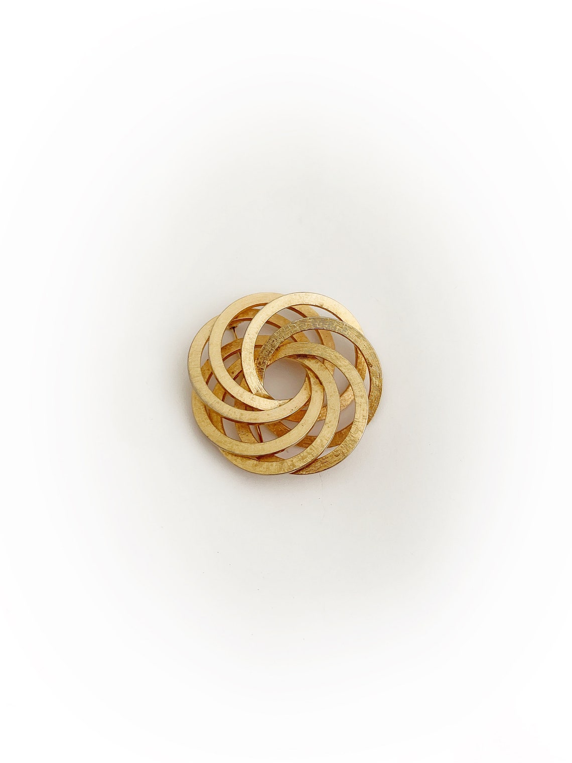 Vintage Spiral Circle Brooch Gold Tone Metal | Etsy