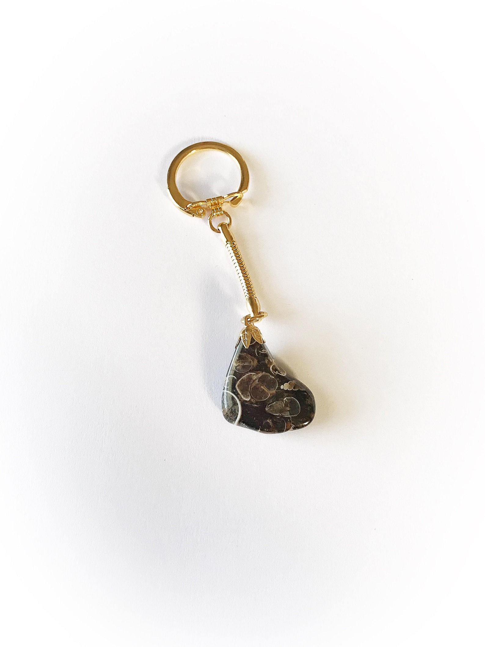 Vintage Tumbled Stone Crystal Keychain Turritella Agate | Etsy