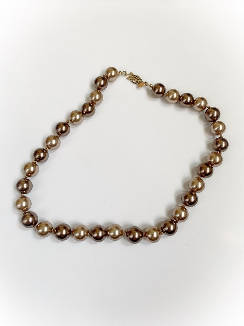 Vintage RMN the Roman Company Brown Faux Pearl Necklace - Etsy
