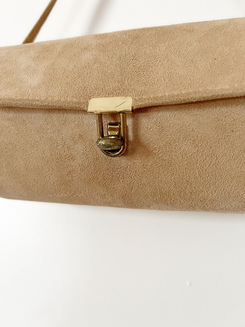 Vintage Camel Colored Suede Barrel Purse - Etsy
