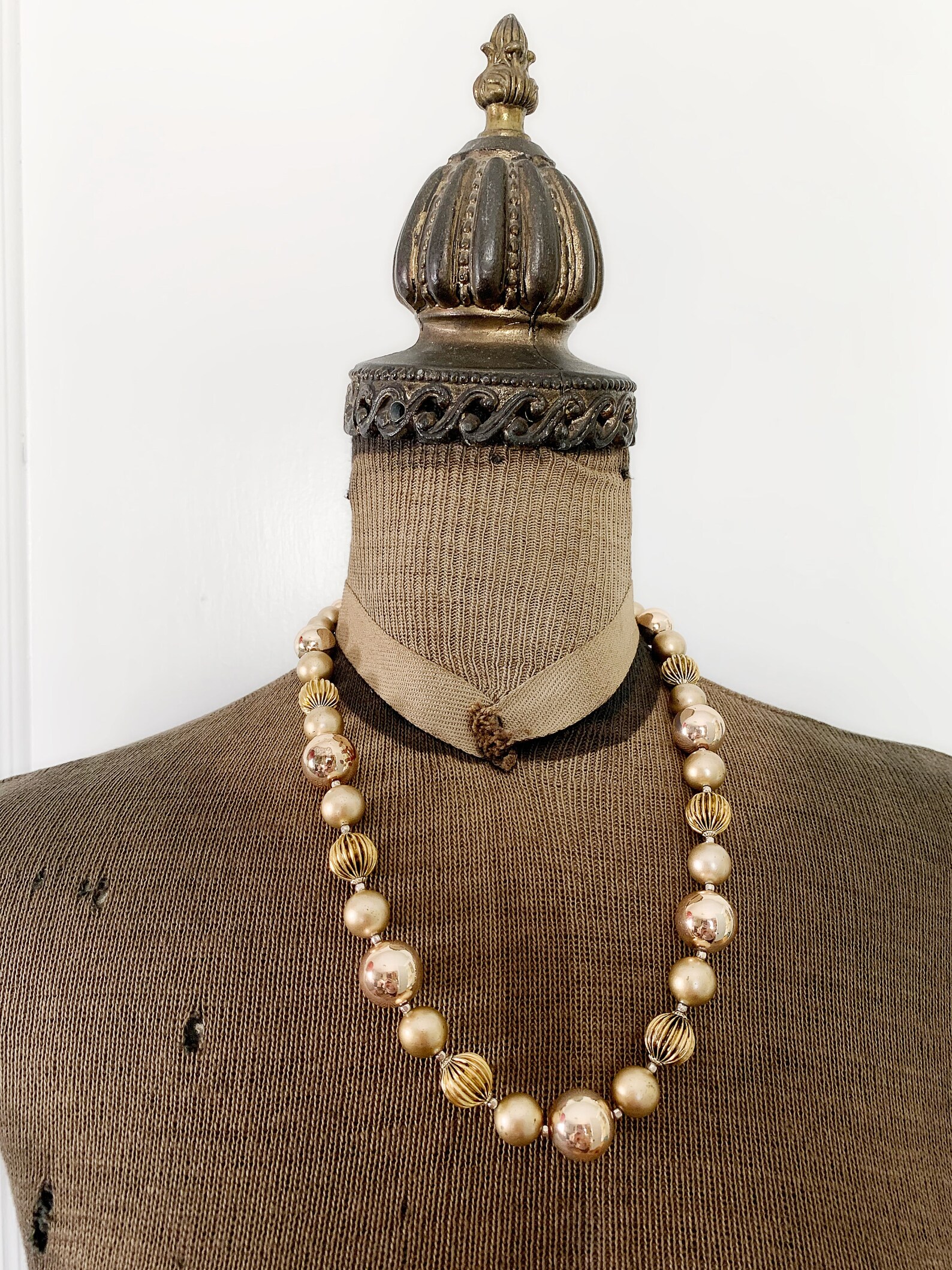 Vintage Gold Plastic Bead Necklace - Etsy