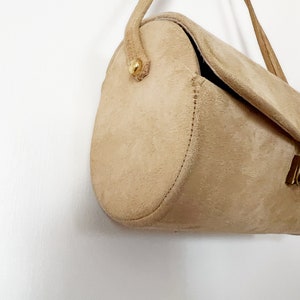 Vintage Camel Colored Suede Barrel Purse - Etsy