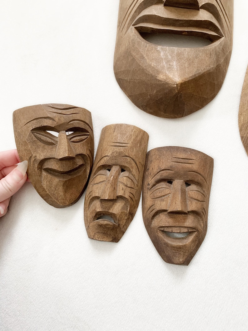 Vintage 1960s Midcentury Wood Wall Masks Set of 5 Ray Turcotte - Etsy