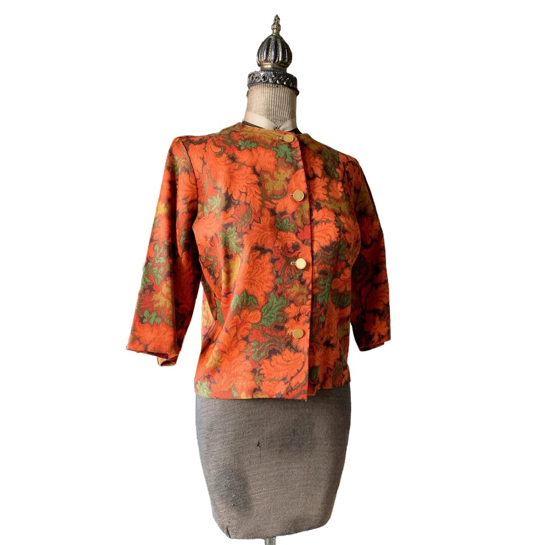 Vintage 1960s Styled by Terry Chicago Autumn Leaves Jacket Top 3/4 ...