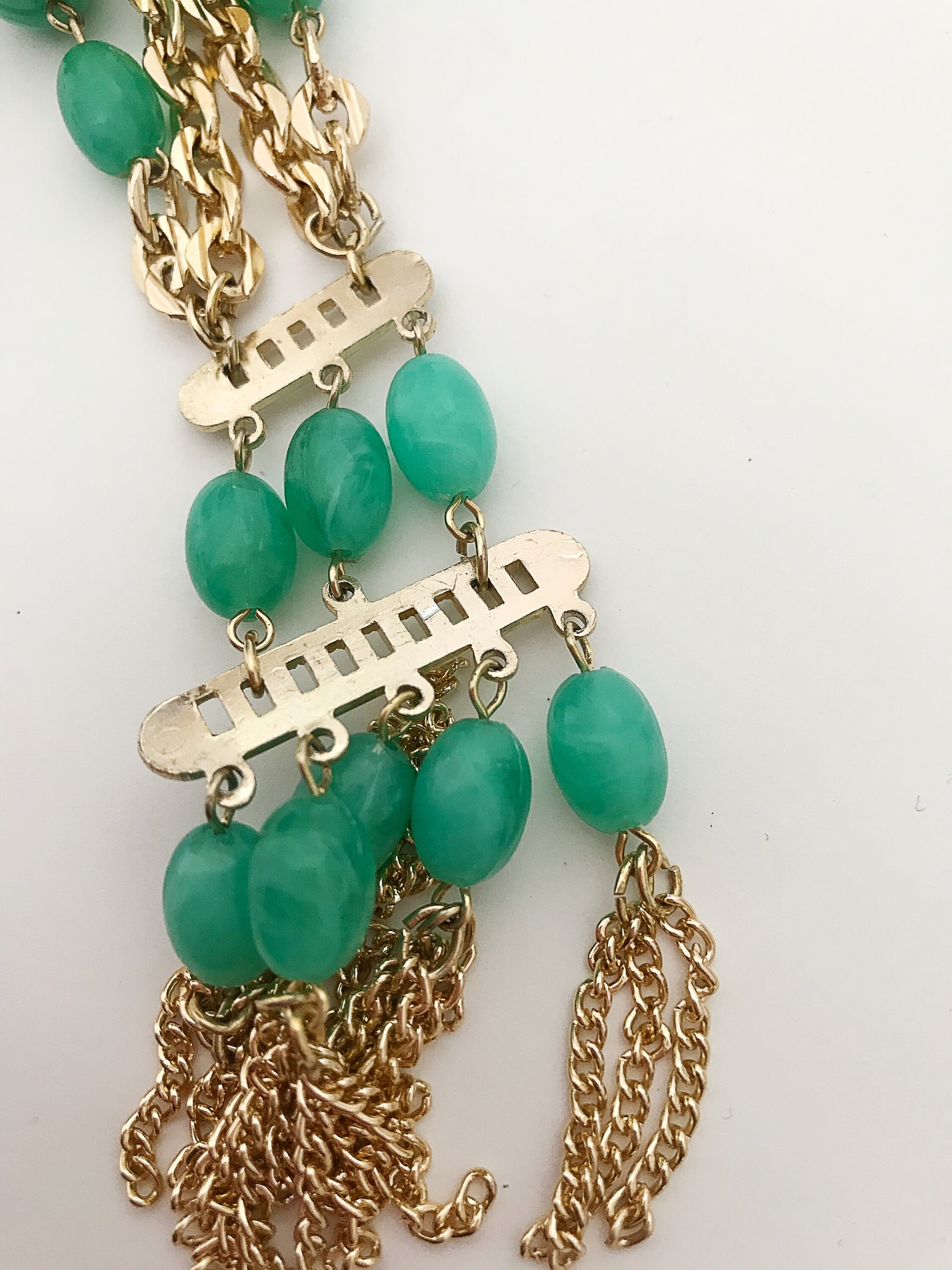 Vintage Double Strand Plastic Jade Green Tassel Pendant | Etsy