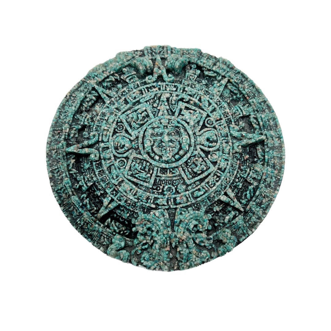 Vintage Turquoise Gravel Aztec Calendar Wall Hanging - Etsy