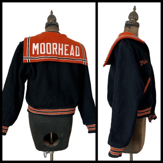 Vintage Butwin Varsity Jacket Black and Orange Mooreh… - Gem
