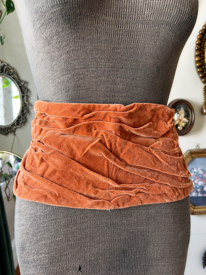 Vintage Rusty Orange Velvet Cummerbund Belt Hook and Eyelet - Etsy