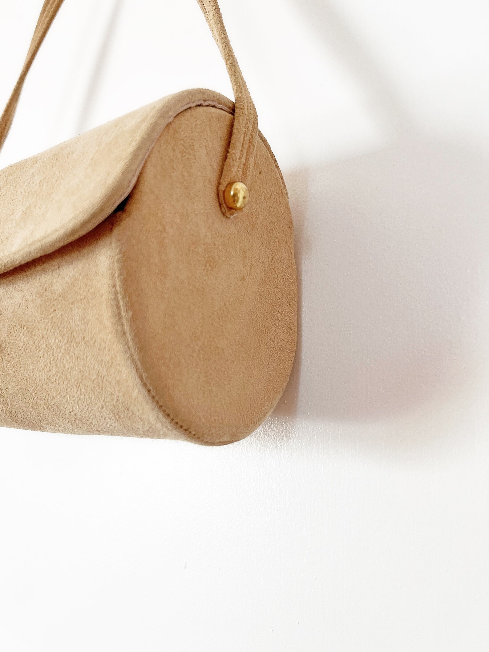 Vintage Camel Colored Suede Barrel Purse - Etsy