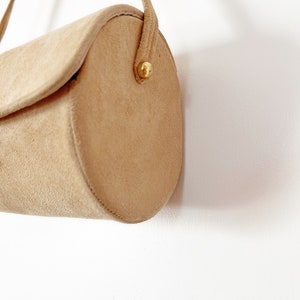 Vintage Camel Colored Suede Barrel Purse - Etsy