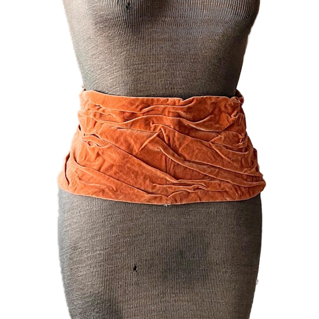 Vintage Rusty Orange Velvet Cummerbund Belt Hook and Eyelet Clasp. - Etsy