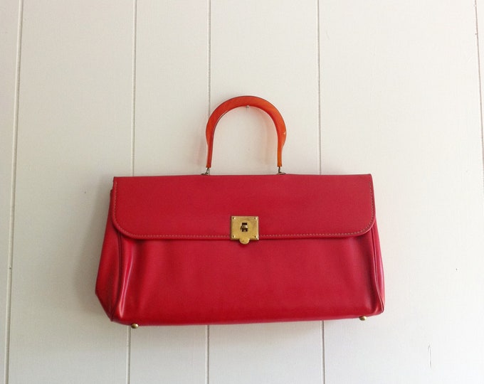 1960s Vinyl Red Purse With Lucite Handle - Etsy