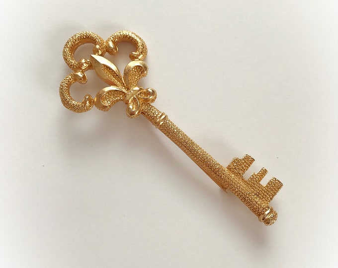 Vintage Coro Skeleton Key Brooch Gold Tone Metal - Etsy