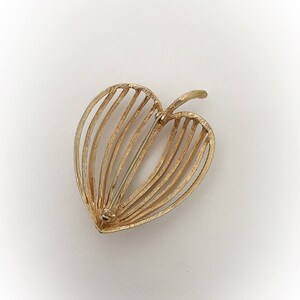 Vintage Apple Heart Brook Gold Tone Metal - Etsy
