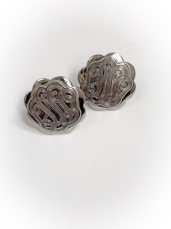 Vintage Silver Tone Metal Scalloped Edge Scroll Screw Back - Etsy