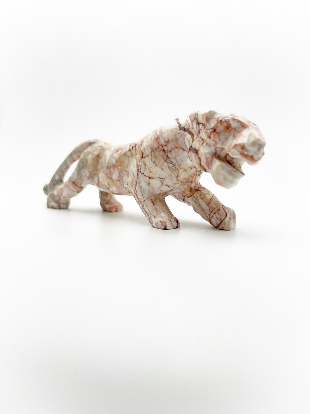 Vintage Pink and White Marble Stone Panther Figurine - Etsy