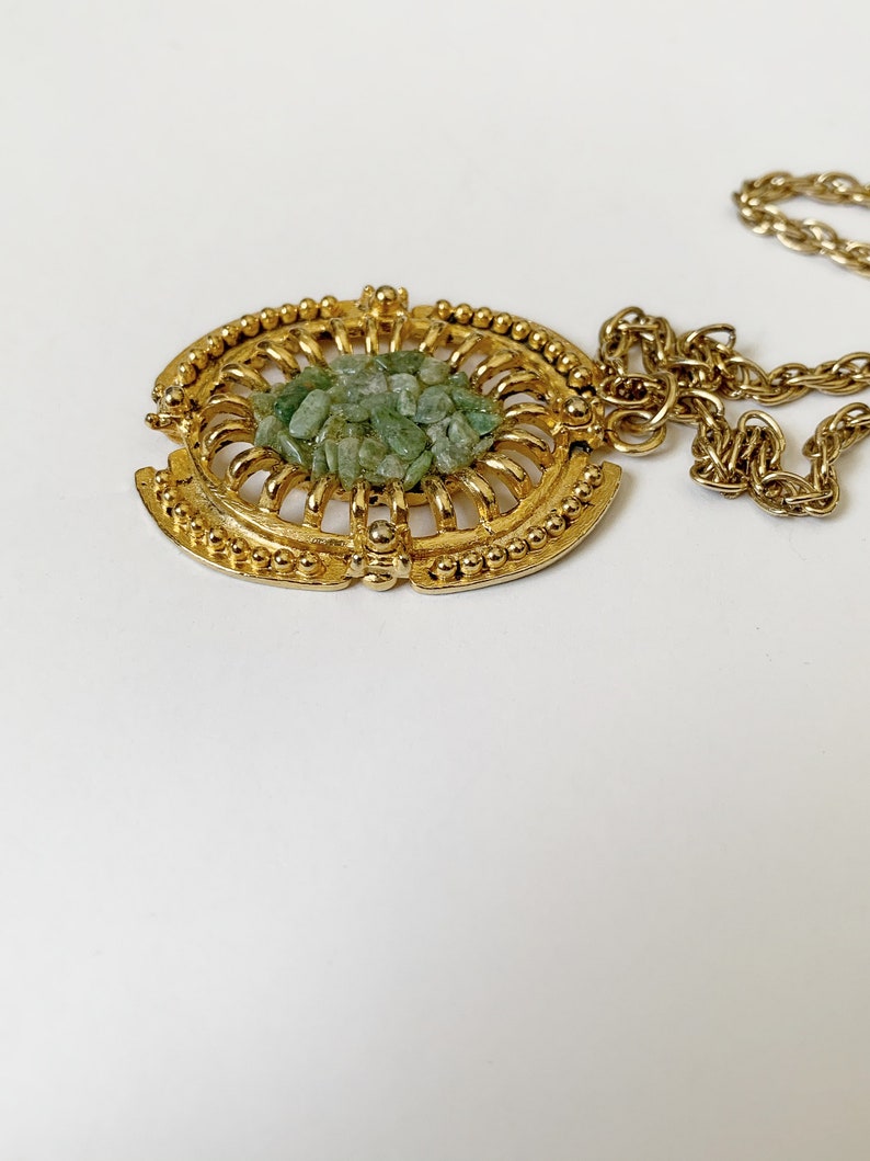 Vintage Green Gravel Pendant Necklace - Etsy