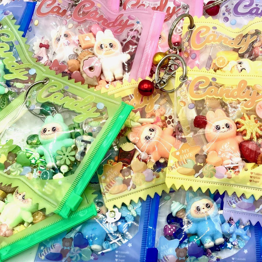 Mini Labubu Monster Shaker Keychain Charm for Purse Backpack Rearview ...