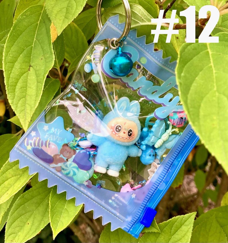 Mini Labubu Monster Shaker Keychain Charm for Purse Backpack Rearview ...