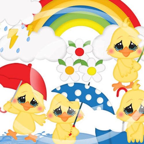 Rainy Day Spring Puddle Rainbow Clipart 15085 - Etsy