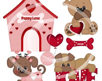 Valentine Puppy Clipart - Etsy