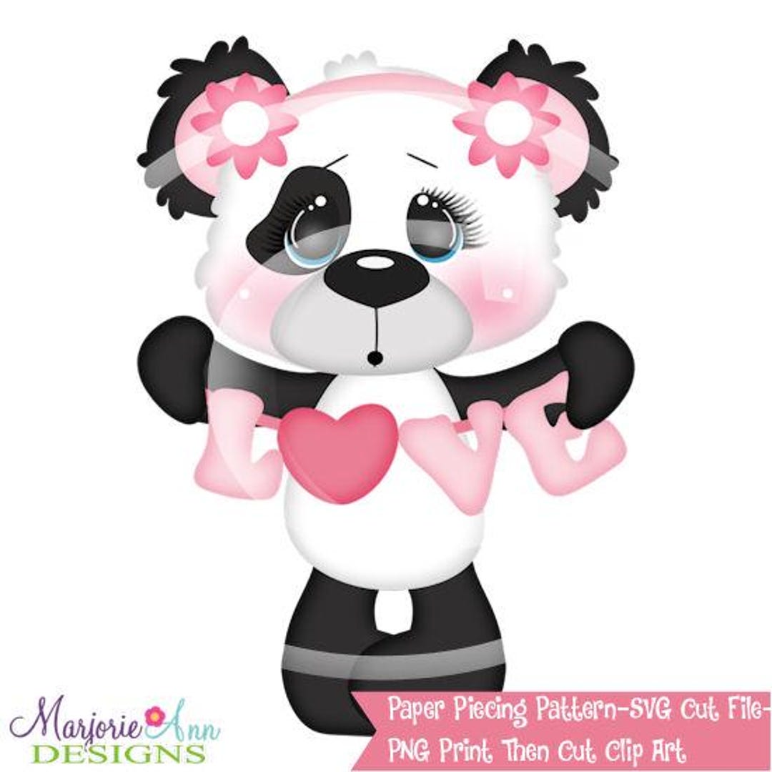 SVG Cut Files/paper Piecing/png Clip Art-panda Love Girl-scrapbook ...