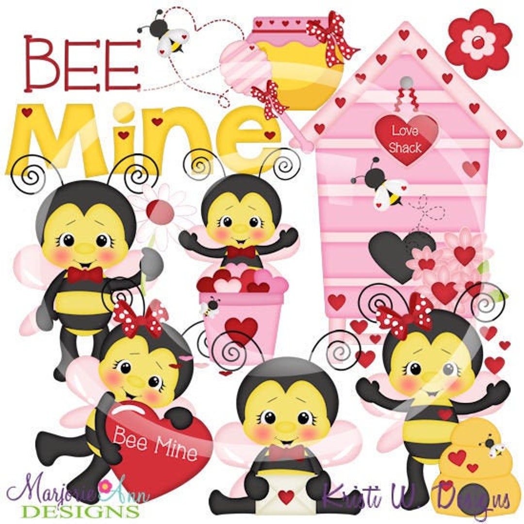 Valentine Bees Clip Art-instant Download-digital Clipart-cute Valentine ...