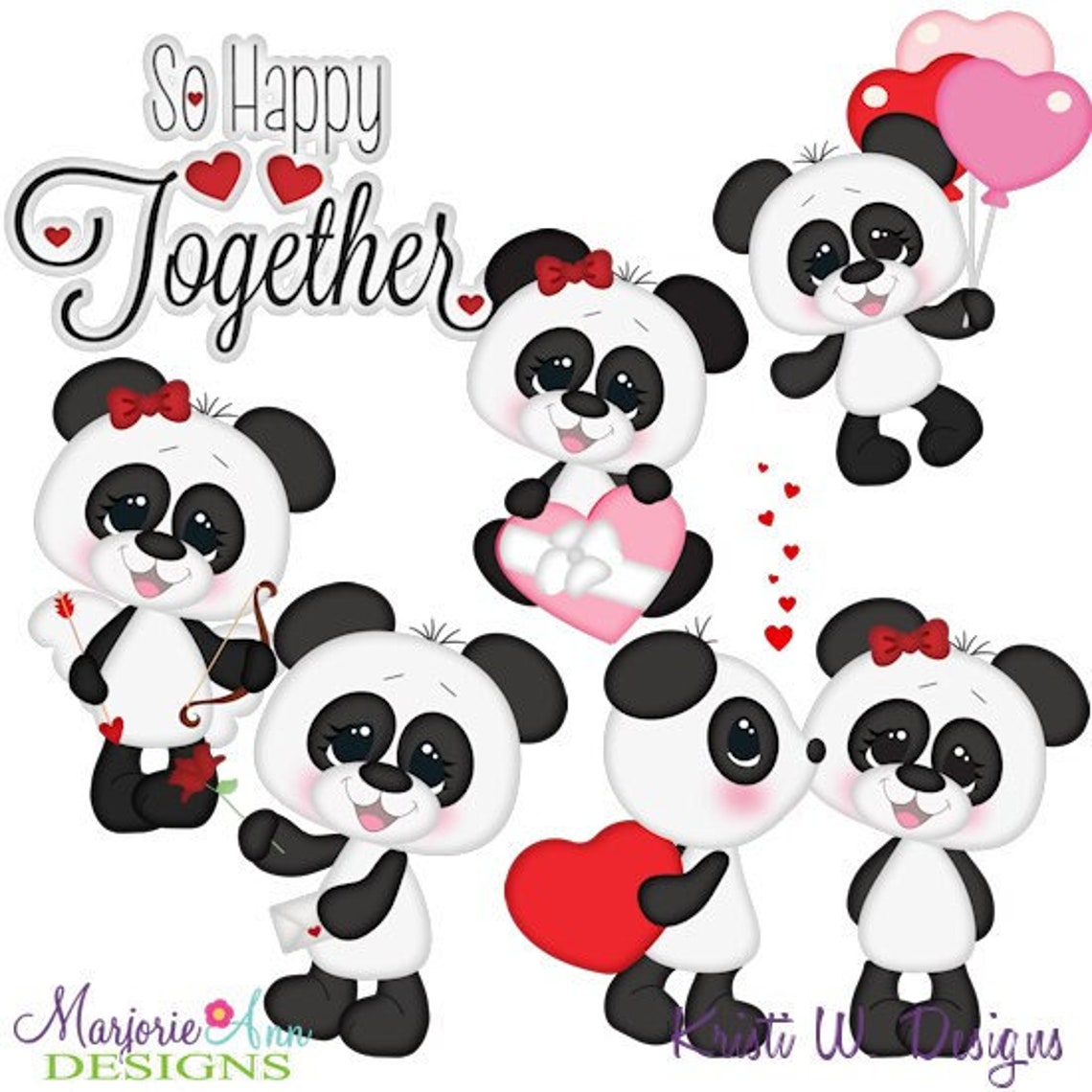 Panda Love Valentine Love Clipart-instant Download-digital Clipart-png ...