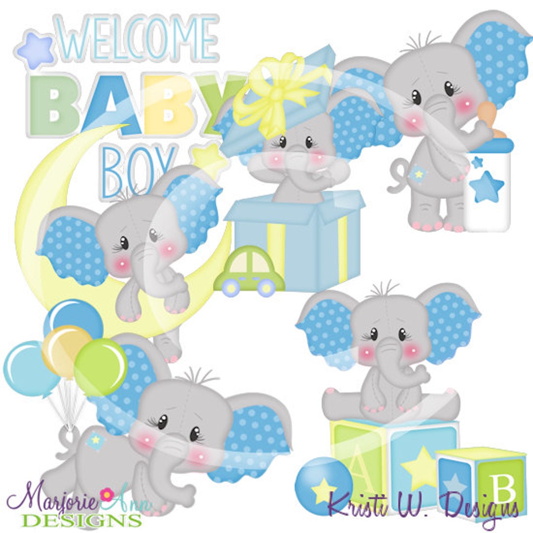 Baby Boy Elephants Clipart-instant Download-digital Clipart-png Clip ...