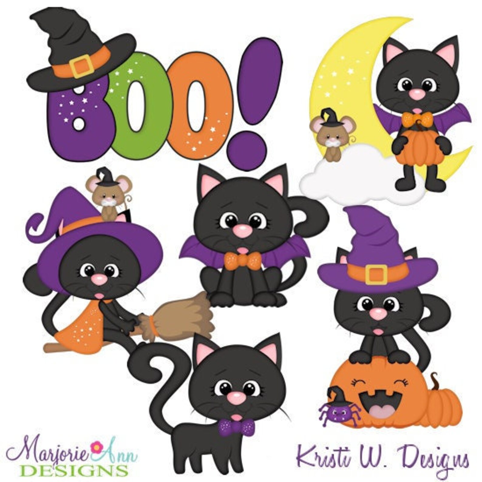 Halloween Cats Clipart-instant Download-digital Clipart-png - Etsy
