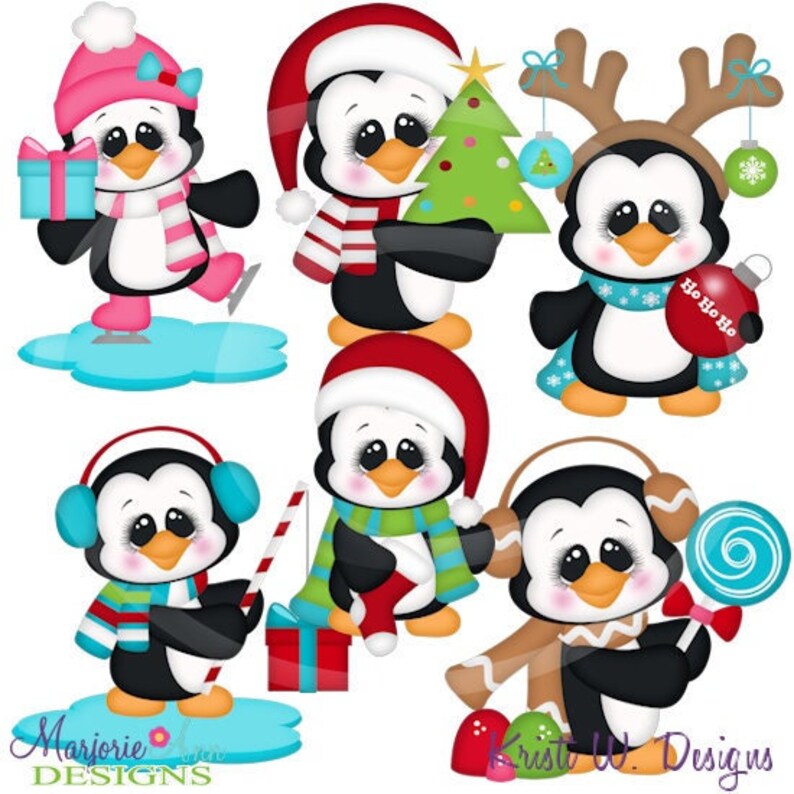Holiday Penguins Clip Art-digital Clipart-png Clip Art-digital - Etsy