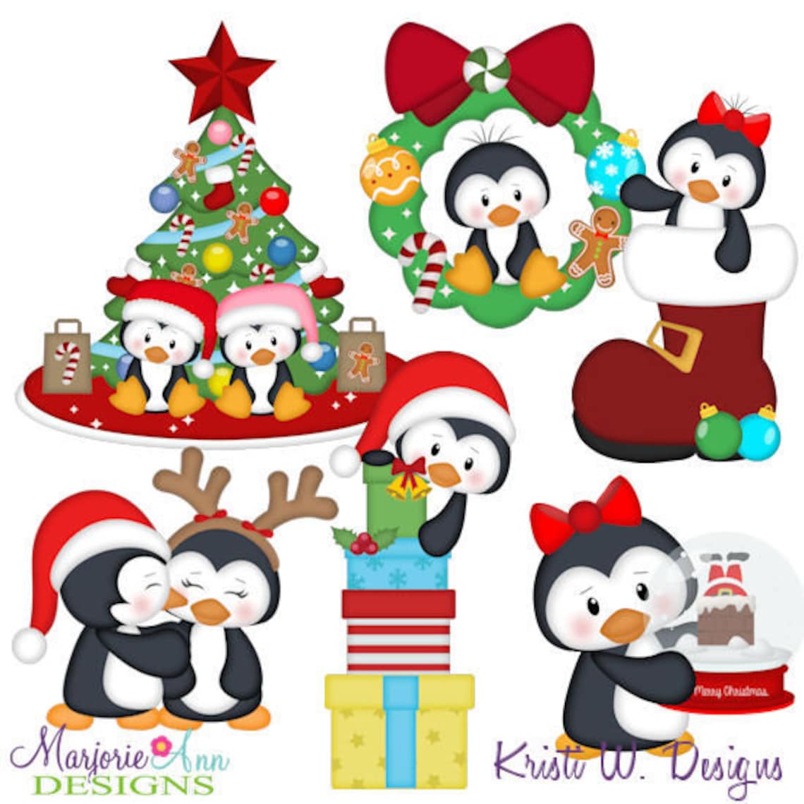 Christmas Penguins Clip Art-instant Download-digital - Etsy