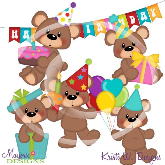 Birthday Bears Clipart-instant Download-digital Clipart-png | Etsy