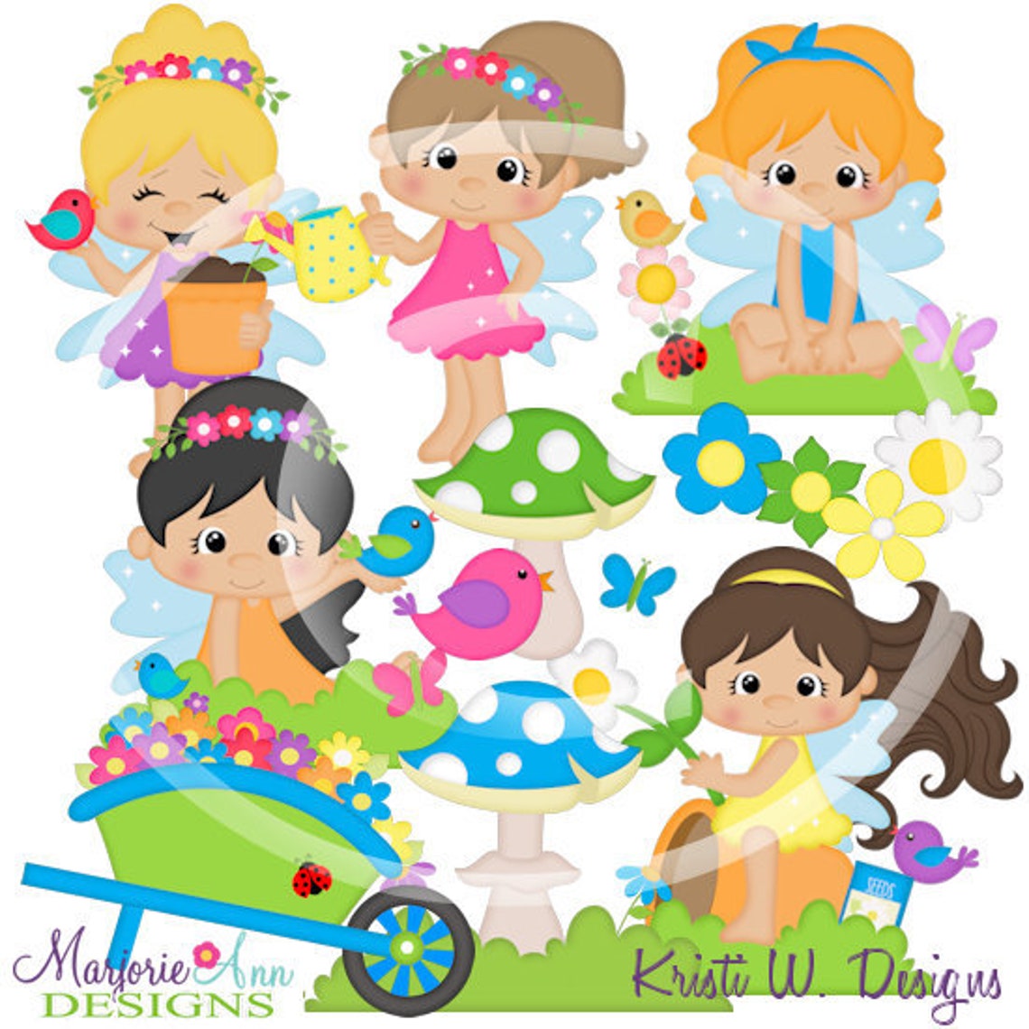 Flower Fairies Clip Art-digital Clipart-png Clip Art-digital - Etsy