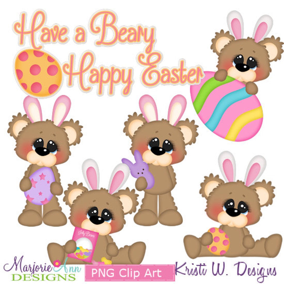 Have A Beary Happy Easter EXCLUSIVE Clipart-instant - Etsy