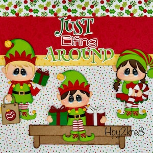 SVG Cut Files/paper Piecing/png Clip Art-just Elfing Around-instant ...