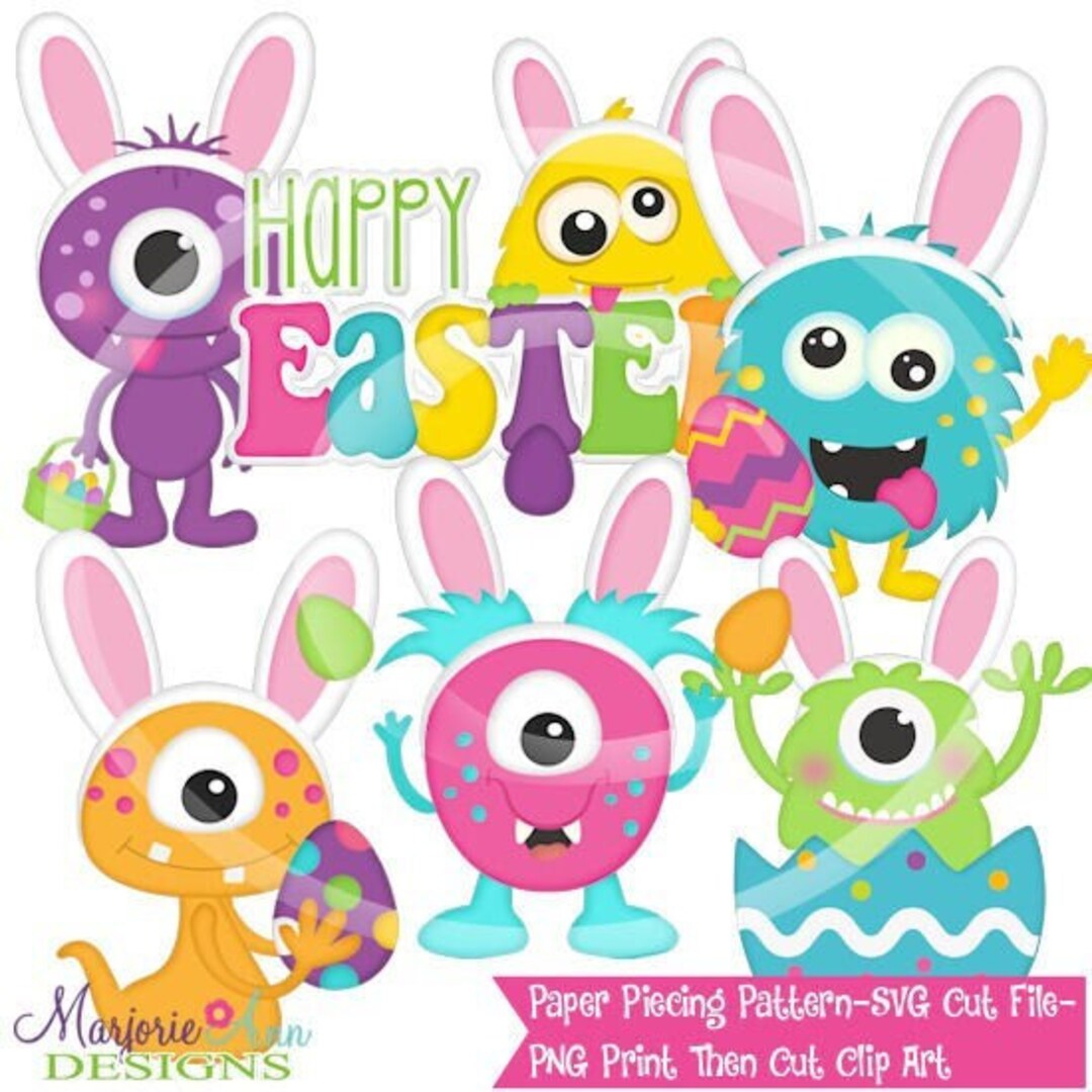 SVG Cut Files/paper Piecing/png Clip Art-easter Monsters-instant ...