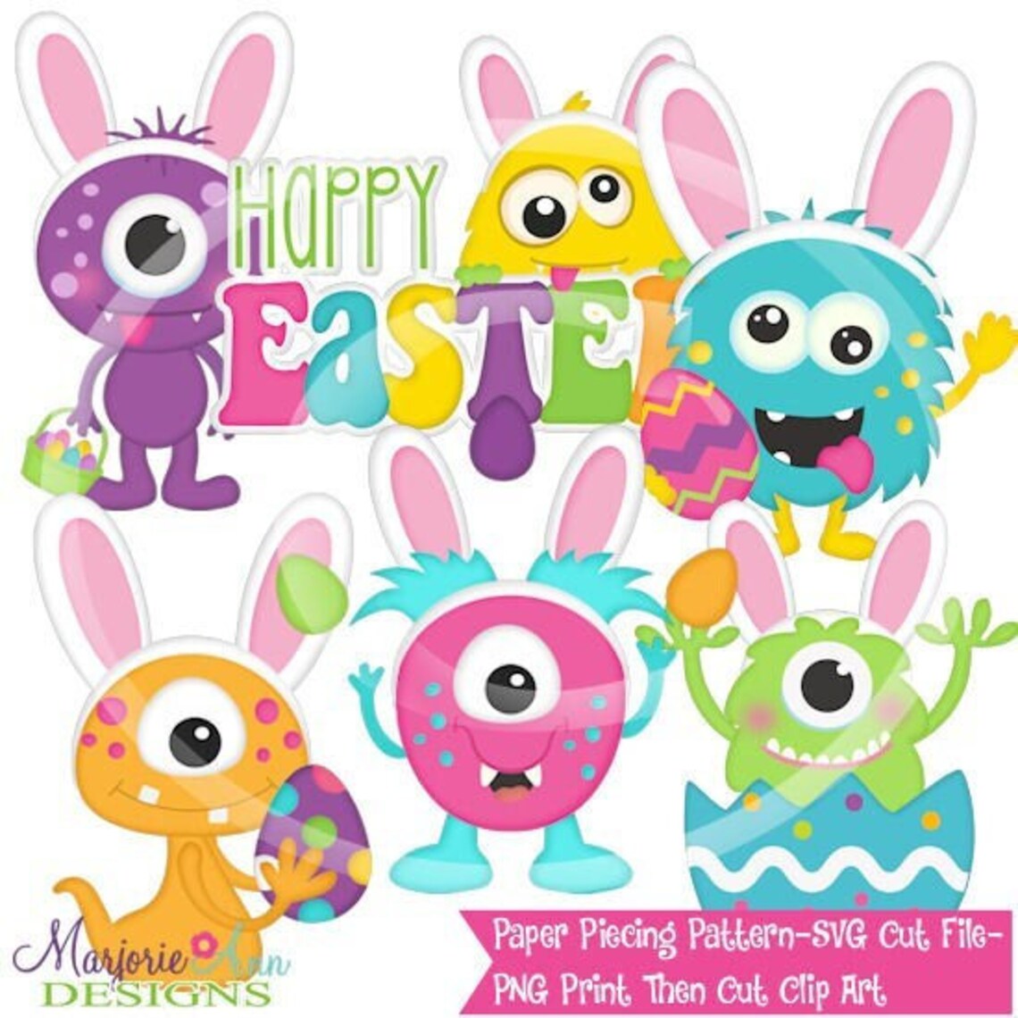 SVG Cut Files/paper Piecing/png Clip Art-easter Monsters-instant ...