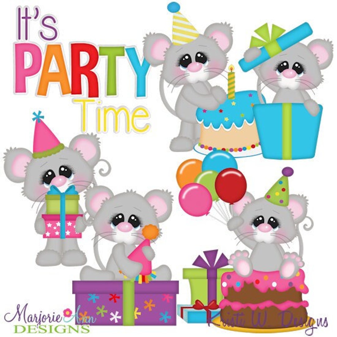 Birthday Bash Mice Clipart-instant Download-digital - Etsy