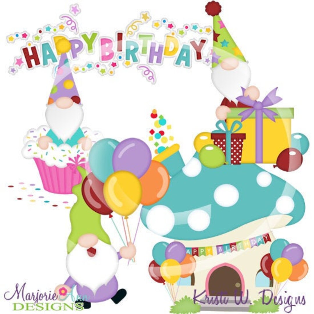 Digital Scrapbooking-birthday Gnomes Clipart-instant Download-digital ...