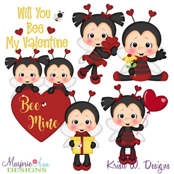 Clip Art & Image Files Bee My Valentine Clip Art-Instant Download ...