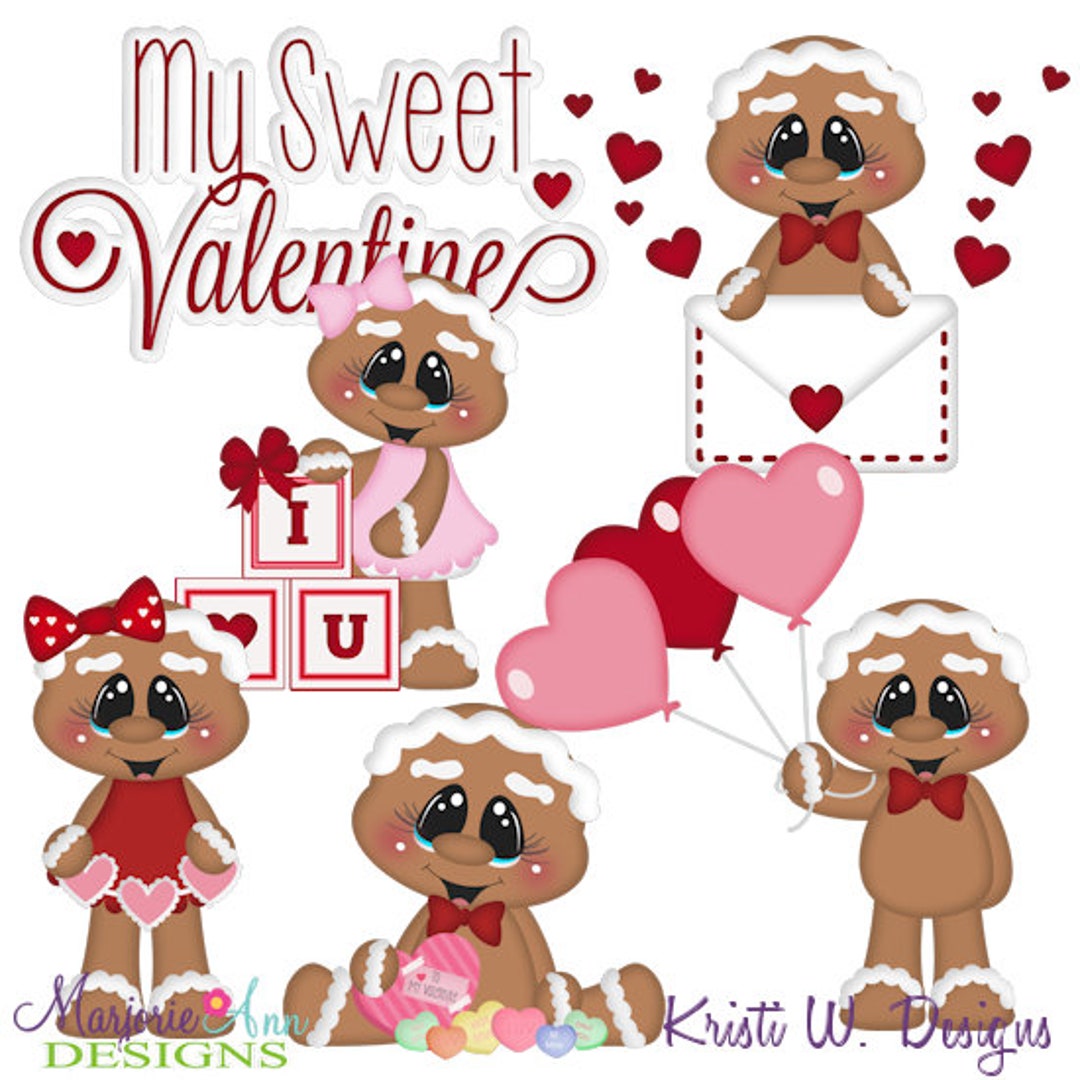 Sweet Gingerbread Valentine 2 Clip Art-instant Download-digital Clipart ...