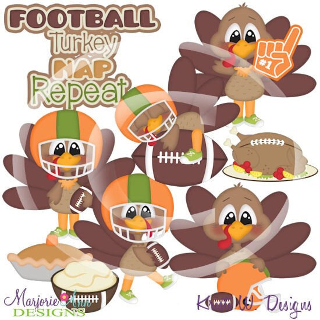 Turkey Football Clip Art-instant Download-digital Clipart Thanksgiving ...