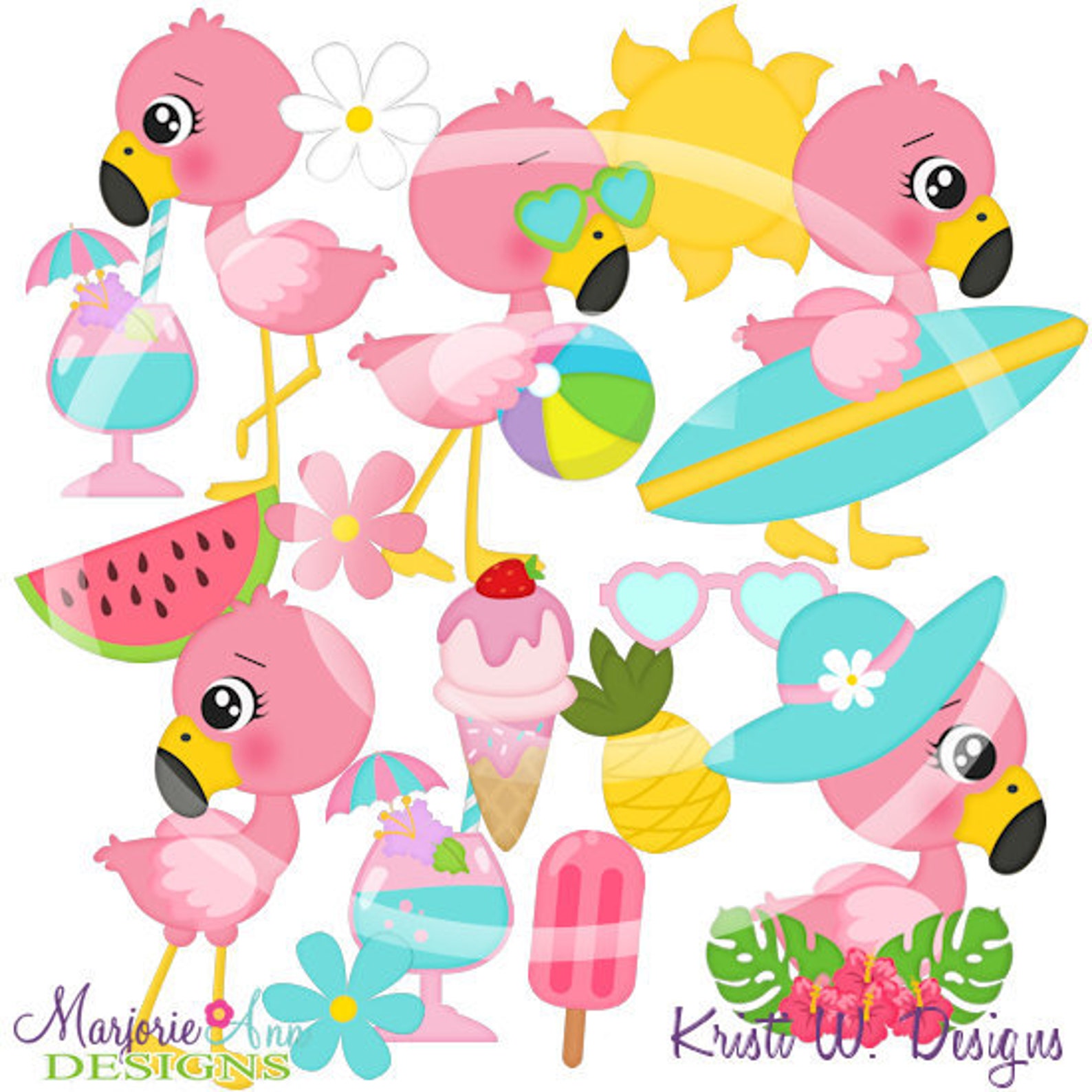 Flamingo Summer Clip Art-digital Clipart-png Clip Art-digital - Etsy