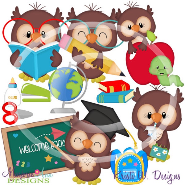 School Owl Clip Art - Etsy