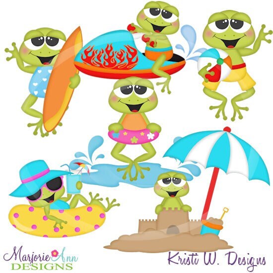 Beach Frogs Clip Art-digital Clipart-png Clip Art-digital - Etsy