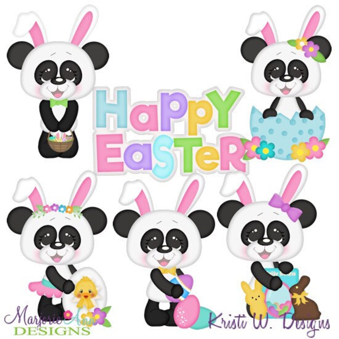 Pandie Bear Easter Fun Clipart-instant Download-digital - Etsy